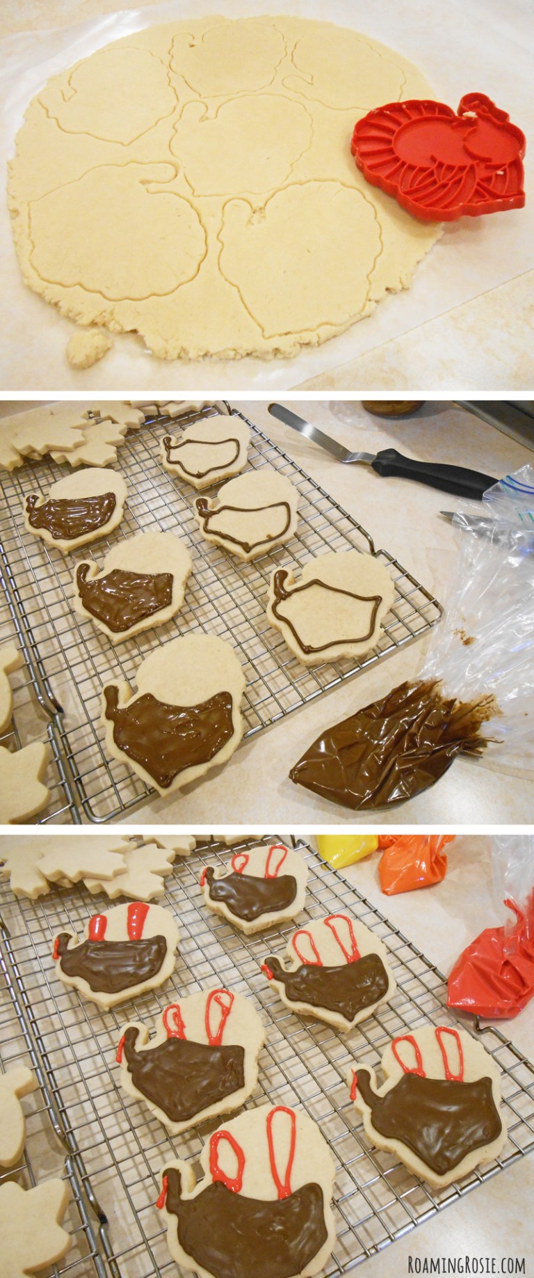 Iced Turkey Cutout Sugar Cookies {Edible Thanksgiving Place Cards ...