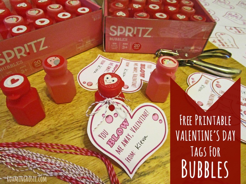 Valentine’s Day Printable Tags for Bubbles | Roaming Rosie