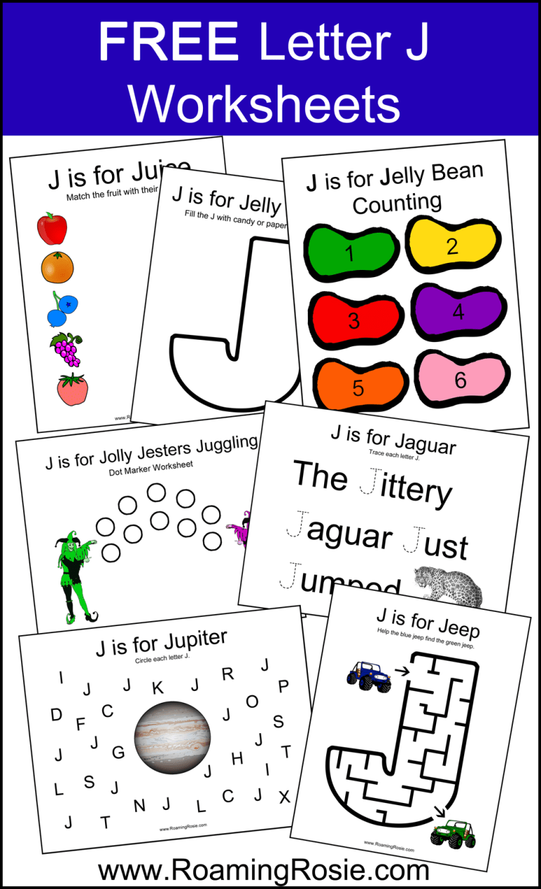 Letter J: Free Alphabet Worksheets for Kids | Roaming Rosie